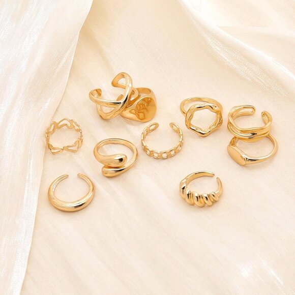 Jewelry | 14k Gold Stackable Knuckle Rings Set For Women Teen ...